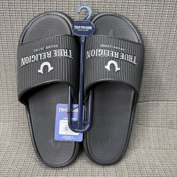 True Religion | Shoes | True Religion Ladies Slides Size Black Slipon ...
